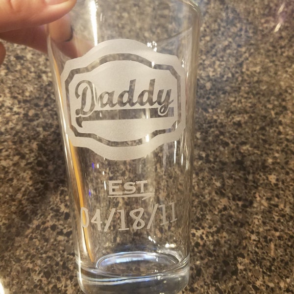 Etched Father's Day Gift Glass - Dad Glass Deep Etched - Gift for Dad ...