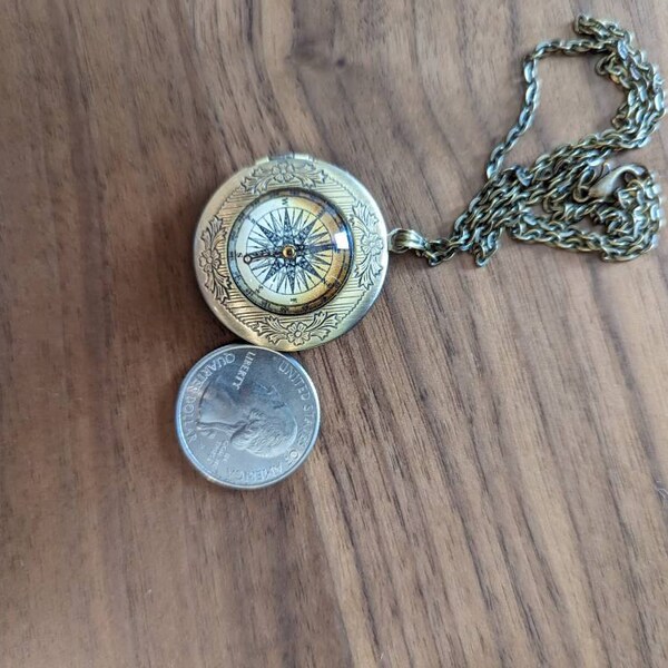 Vintage Compass Locket Necklace | Compass Jewelry | Photo Locket ...