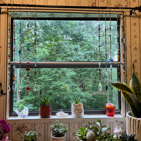 Bohemian Boho Beaded Curtain Window Doorway Glass Crystal Metals ...