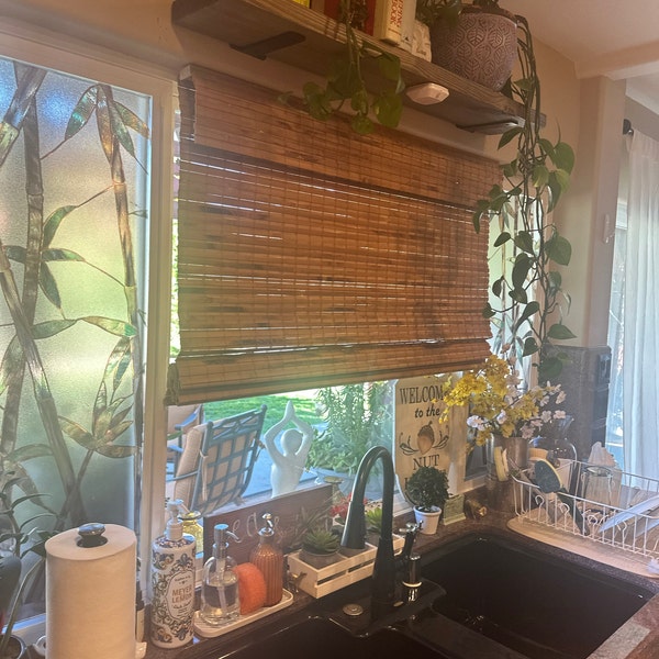 MOOD Cordless Bamboo Roman Shades, Natural Wood Collection - Etsy