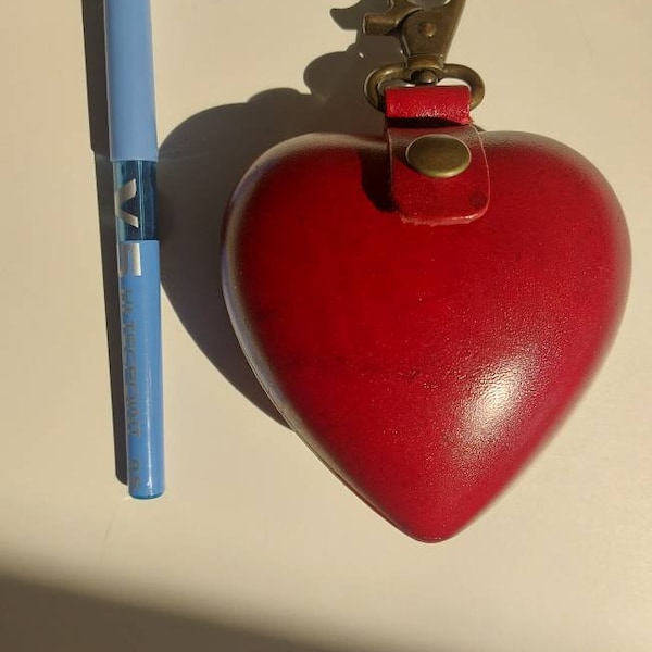 Large Leather Heart Coin Change Purse 3rd Anniversary Gift Pouch Hard ...