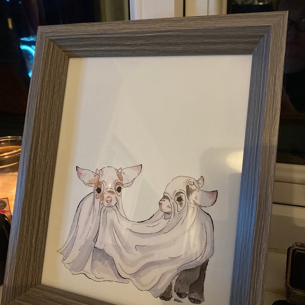 Spooky Ghost Goats Print - Etsy