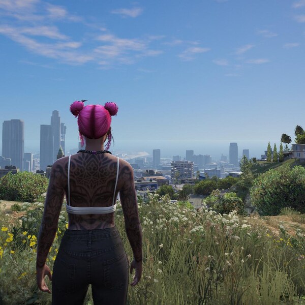 Female | Green Skulls | Color | Tattoo | Fivem | GTA | Skin | Ped ...