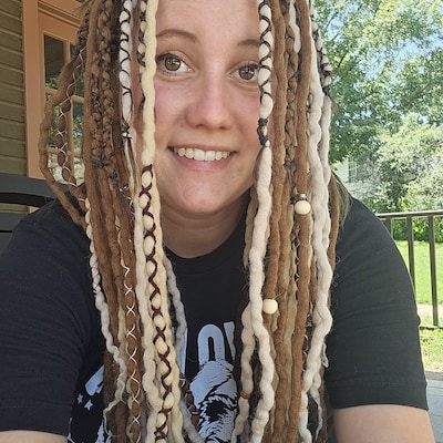 SET No. 137 , Choose Length Wool Dreads Merino Extensions Eggplant ...