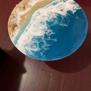 Ultra Realistic Blue Ocean Resin Table Round Epoxy Ocean Coffee Table ...