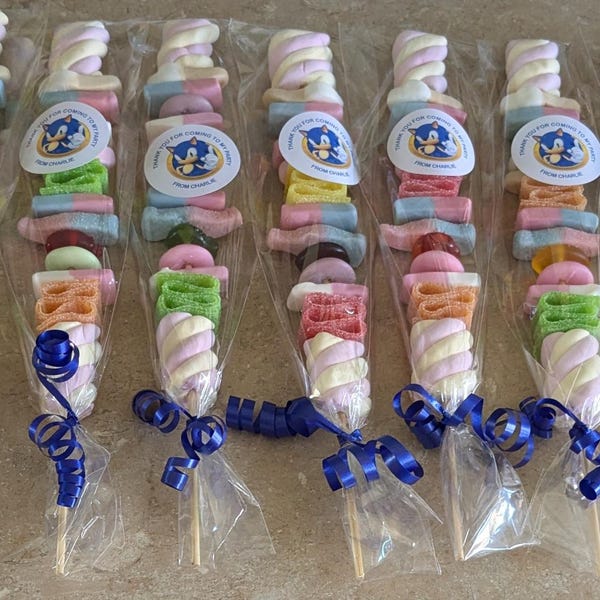 24 X Personalised Gabbys Dollhouse Birthday Party/sweet Cone Stickers ...