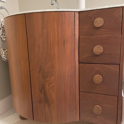 Mid-century Modern slanted Cabinet Walnut Wood Pulls and Knobs Kitchen ...