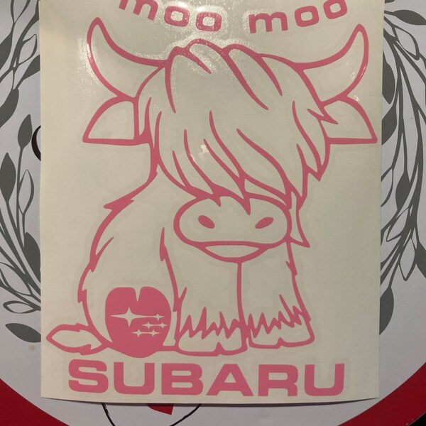 Subie Moo Moo Moobaru Cow Face Car Decal Subaru Moo'vement Movement ...