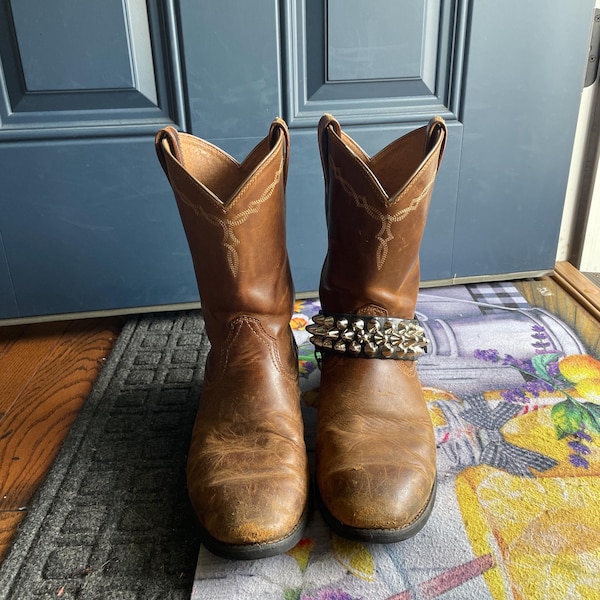 Bootstraps Boot Harness Handmade Genuine Leather Punk Studded Tall Uk ...