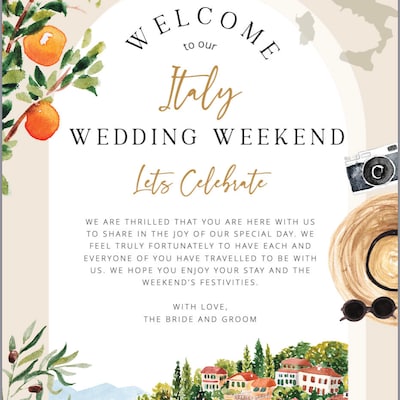 Tropical Welcome Letter Itinerary Template, Beach Wedding Order of ...