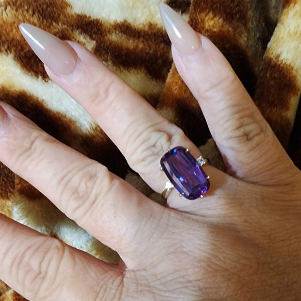 Vintage Retired Pandora Brand Amethyst Flower Beaded Shank Statement ...