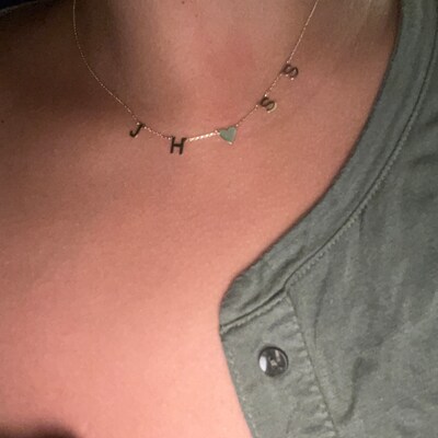 14k Solid Gold Initial Necklace , Name Necklace, Personalized Jewelry ...