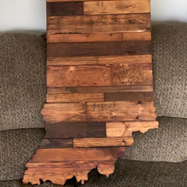 Indiana Wood Sign, Indiana Rustic Wood State Cutout, Indiana Wood Sign ...