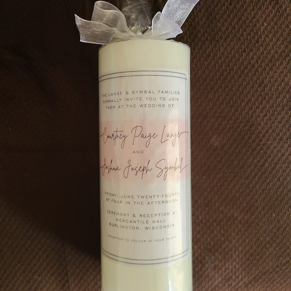Wedding Invitation Candle - Scalloped Edge - Etsy