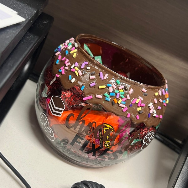 Personalized Glass Chocolate Candy Bowl, Chocolate Bowl, Office Candy ...