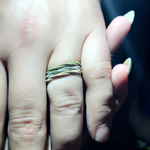 3 Stacked Guitar String Rings, Guitar Gifts, Stacking Ring Set, Stacking Rings, Stackable Rings ...