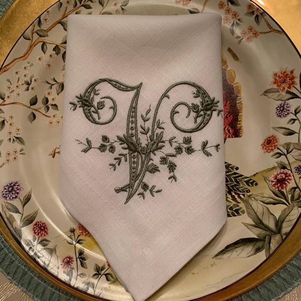 Cocktail Monogram Napkin, Personalized Embroidered Napkin, Monogrammed ...