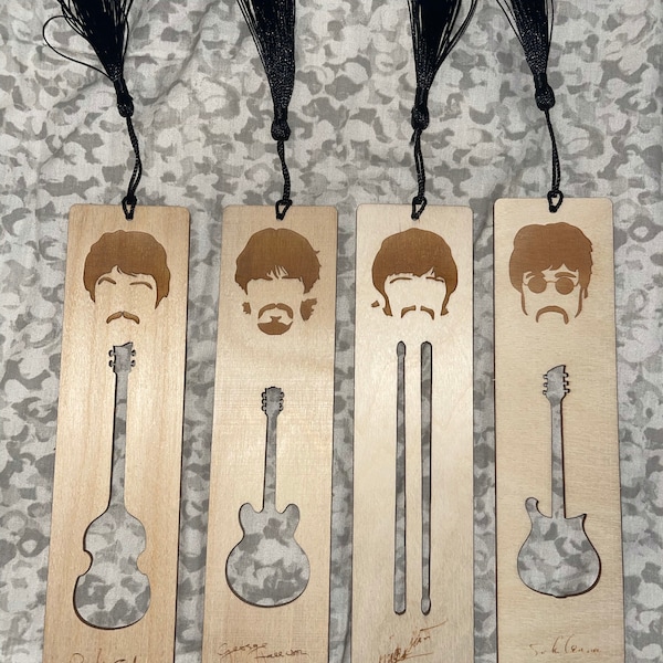 The Beatles Bookmark Set: Engraved Birch Wood, Personalized Tassel - Etsy