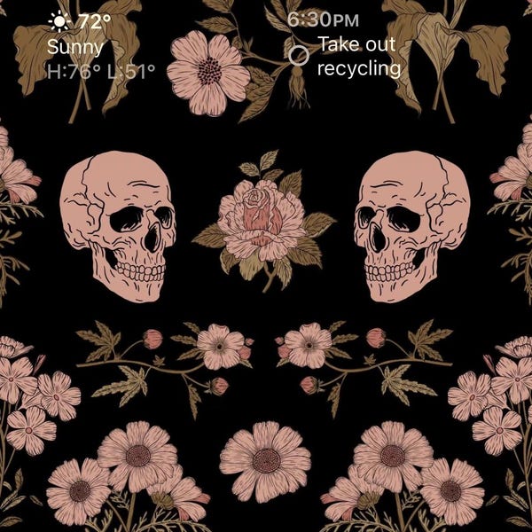 Ghost Floral Phone Black Wallpaper | Aesthetic Home Lock Screen ...