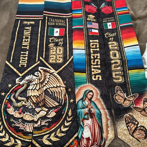 Custom Mexican American Flag Graduation Sash 2025, Mexican Graduation ...