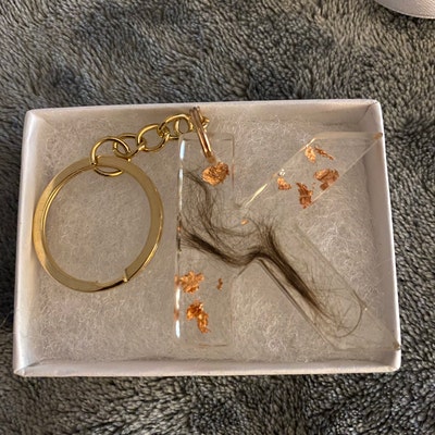 Resin Alphabet Keychain Gold Letter Keychain Personalised - Etsy