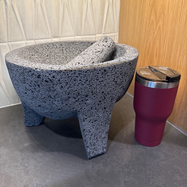 Authentic Molcajete 100% Lava Volcanic Stone, Mortar and Pestle, Small ...
