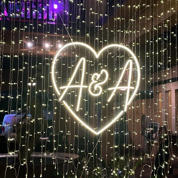 Neon Sign Wedding Initials, Custom Initials Neon Sign, Neon Sign ...