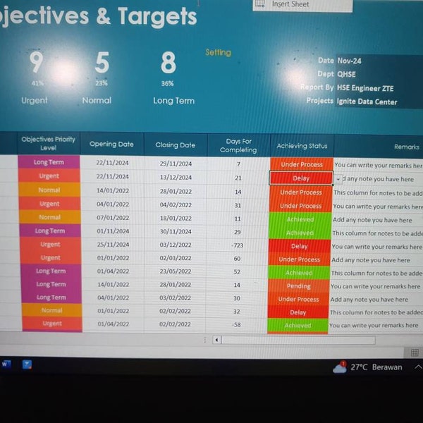 HSE Violations Tracking Matrix Template | Health and Safety | Safety ...