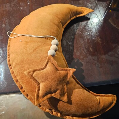 Moon Cushion Mustard Rust, Velvet Crescent Moon Cushion, Gift for a ...