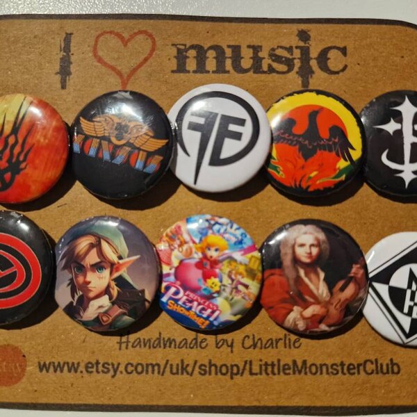 BAND LOGO Pins - Rock Punk Metal Pop - Music Pins - Any Band - Choose ...