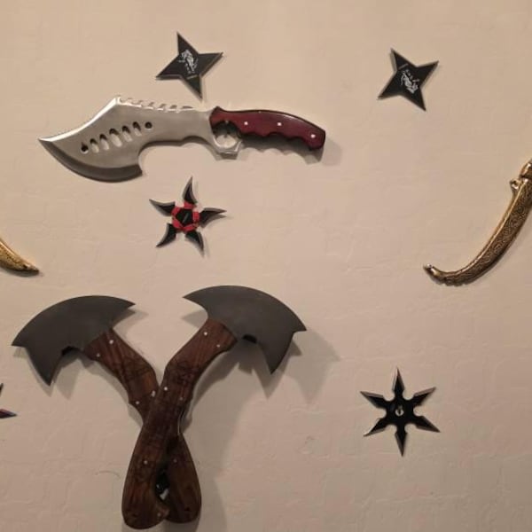 Tomahawk Wall Mount Double, Display Axe Holder Handmade, Wall Mount for ...