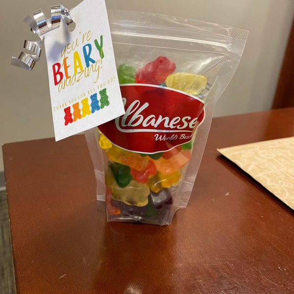 Gummy Bear Thank You Gift Tag: Editable Appreciation Sign (digital ...