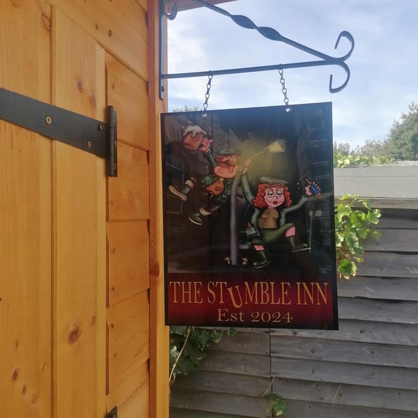 Personalised Pub Shed Hanging Swing Sign With Bracket Garden Pub Home ...