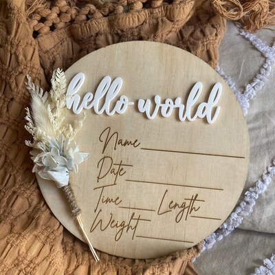 SVG File Hello World Card Baby Birth Milestone Card Digital Cut File ...