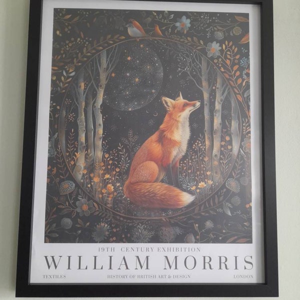 William Morris Moon & Stars Print, William Morris Exhibition Print ...