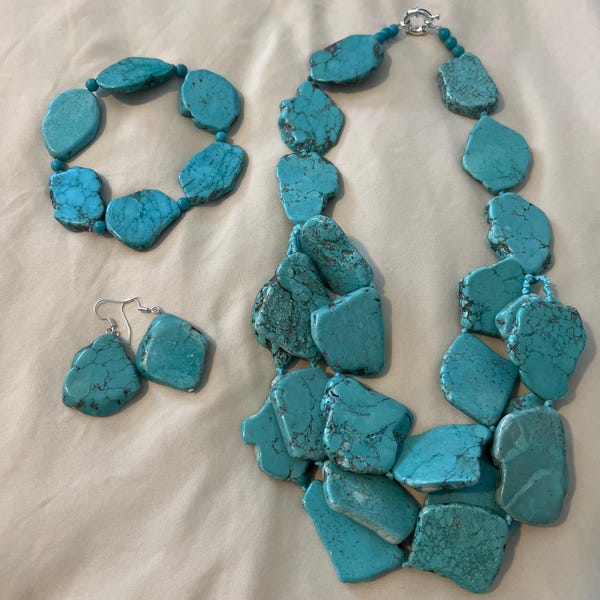 Natural White Baqoue Pearl Earrings,blue Howlite Turquoise and Pearl ...