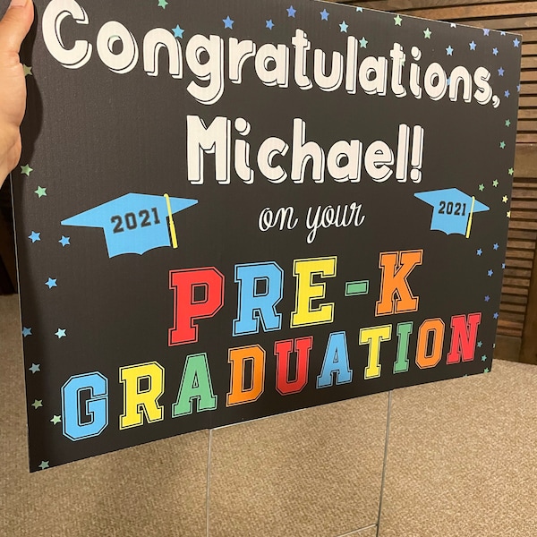 Pre-k Graduation Yard Sign Elementary Graduation 2025 Boy Blue Prek ...