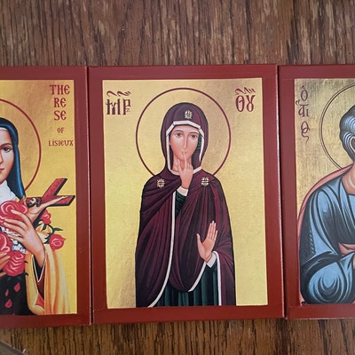 Virgin Mary Icon Panagia of Silence, Handmade Greek Orthodox Icon ...