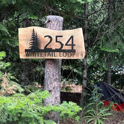 Custom Metal Home House Address Sign With Tree for Rock or Wall - Etsy