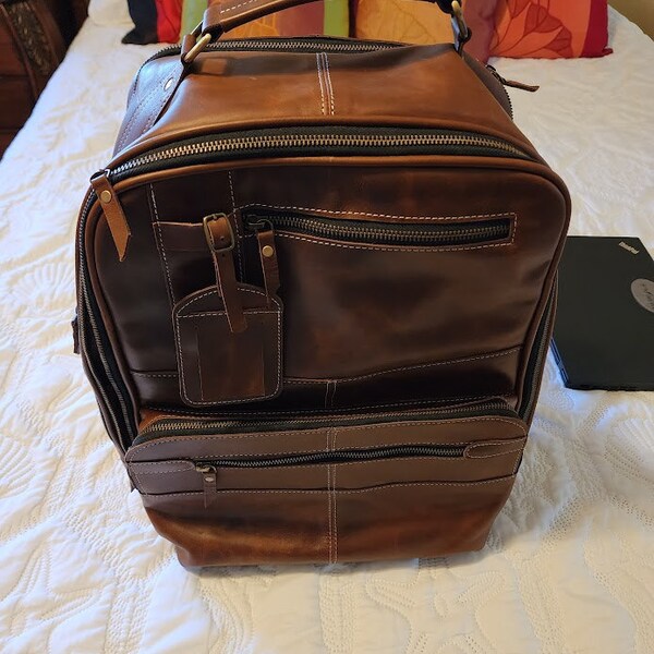 Leather Laptop Backpack – Rustic Travel Rucksack for Work, School ...