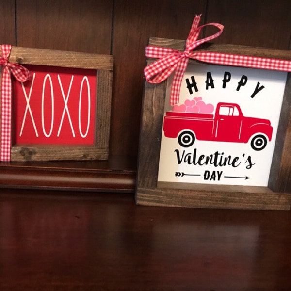 Happy Valentine’s Day With Red Truck Sign - Etsy