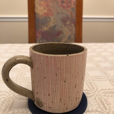 Stoneware Hand Painted/handmade Ceramic Mug, Tactile Embossed Playful ...
