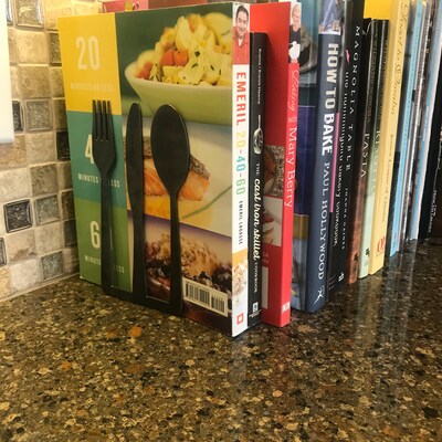 Fork Knife Spoon Kitchen Cookbook Bookend Kitchen Bookend Cookbook ...