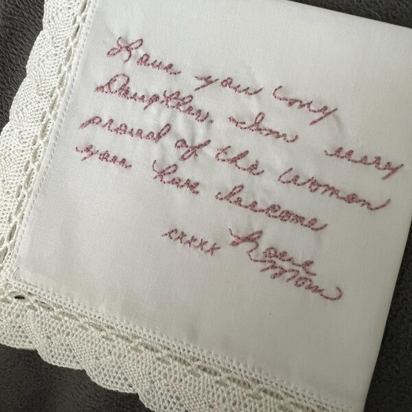 Custom Handwritten Embroidered Wedding Handkerchief for the Bride ...