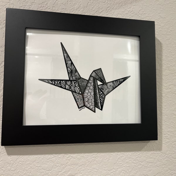 Origami Crane Illustration, Paper Crane Drawing, Japanese Origami Art ...