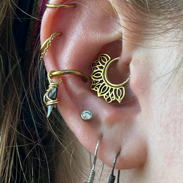 ASTM F136 Hoop With Chain Conch Hoop, Conch Earring, Conch Clicker ...