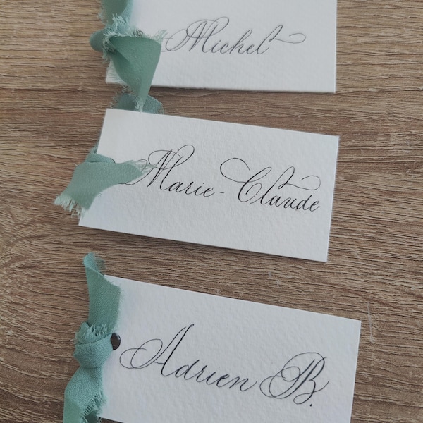 Wedding Placecards With Ribbon, Calligraphy, Handwritten, Elegant ...