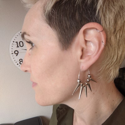 Deadly Girl Punk Rock & Heavy Metal Style Spike Hoop Earrings in Small ...