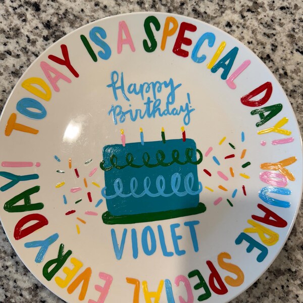 Custom Painted Birthday Plate - Etsy