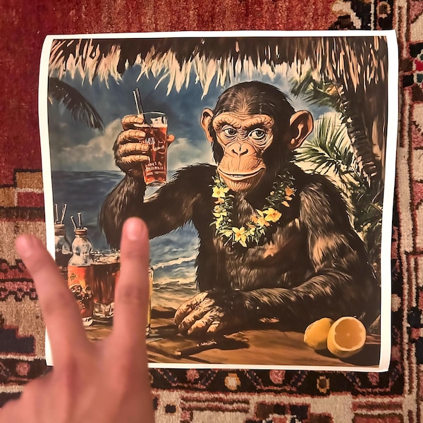 Monkey Bartender Tiki Bar Poster: Fun Tropical Art Print - Etsy